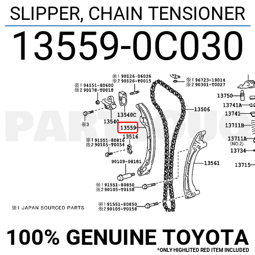 135590C030 Genuine Toyota SLIPPER, CHAIN TENSIONER 13559-0C030 | eBay