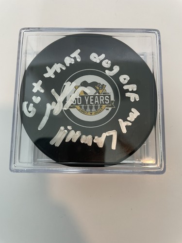Mike Lange Autographed Signed 50th Anniversary Logo Puck Pittsburgh ...