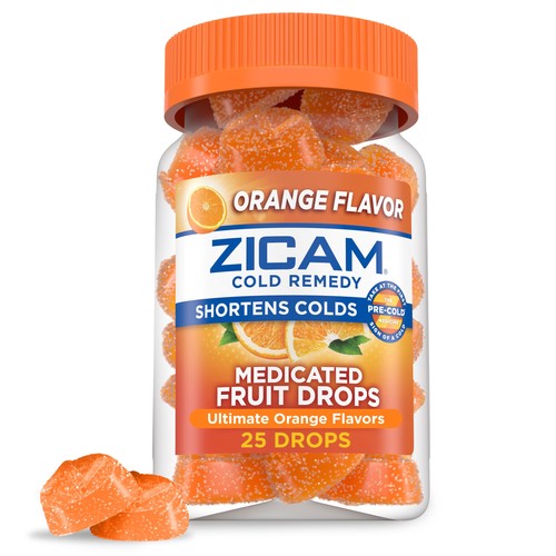 Zicam Cold Remedy Orange Drops Chewy Homeopathic Zinc Gummy 25 Count ...
