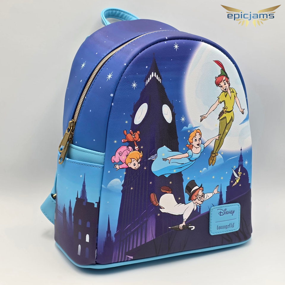 Loungefly Disney Peter Pan Night Flight Tinker Bell Blue Mini Backpack ...