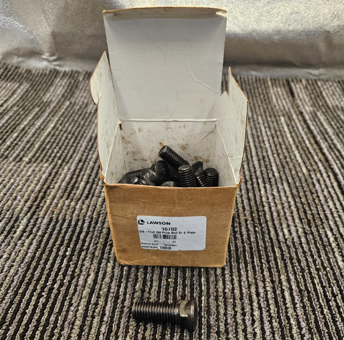 (QTY 25) Lawson Products 10702: 5/8-11 x 2" Plow Bolt, Dome Head Grade 9, Plain | eBay