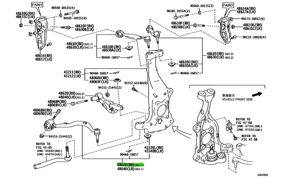 FACTORY LEXUS 2007-2012 LS460 FRONT LOWER RIGHT CONTROL ARM NO.1 ...