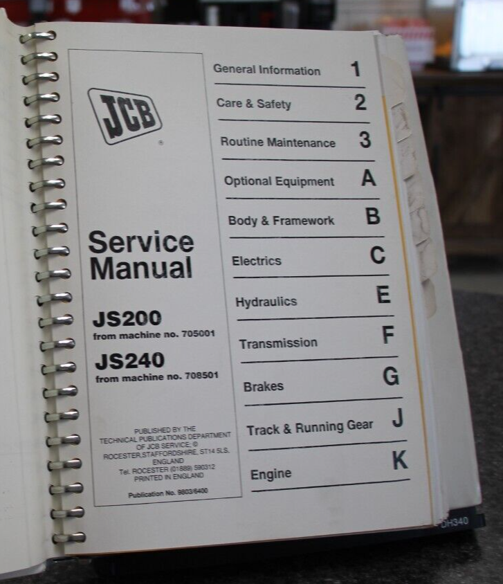 JCB SERVICE MANUAL JS200 FROM SERIAL #705001 JS240 FROM SERIAL #708501 ...