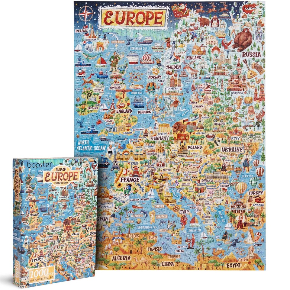 Map of Europe Illustrated Jigsaw Puzzle 1000pcs Adults & Kids by ...