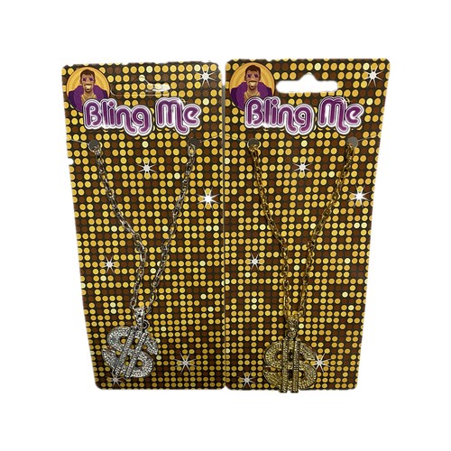 Bling me Pimp Gangster Fancy Costume Dollar Sign Bling Necklace Gold ...