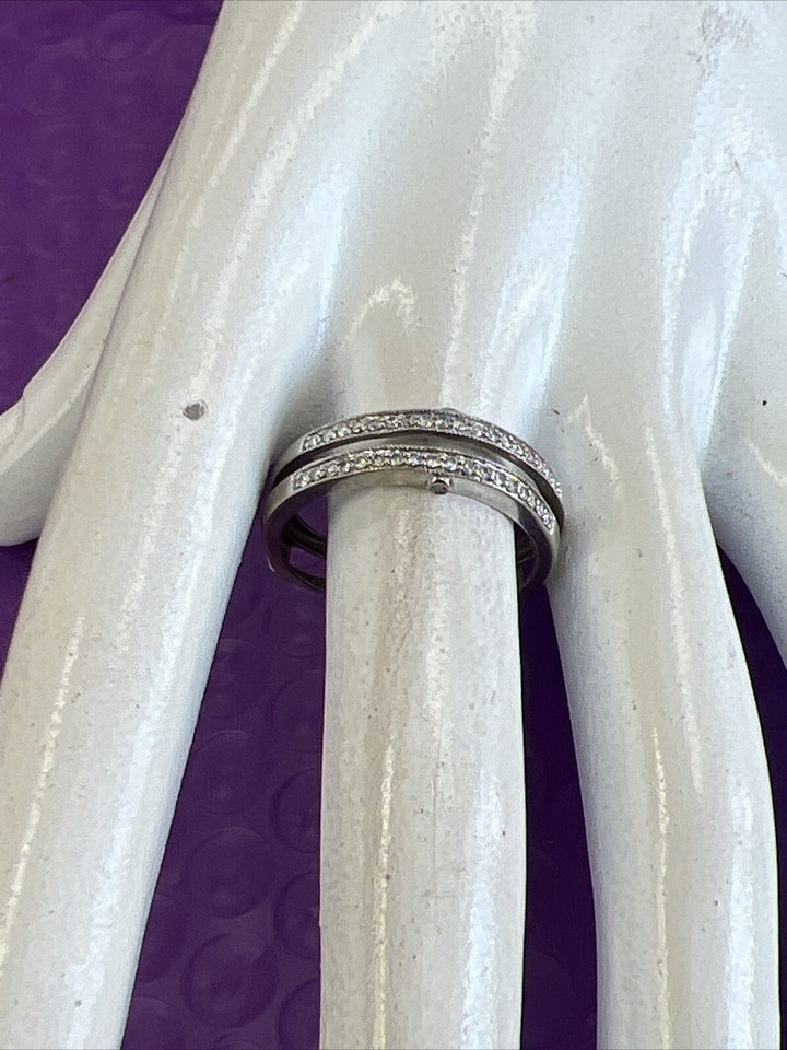 💎 10k White Gold Diamond Solitaire Enhancer Guard Wrap Insert Ring Band ...