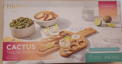 Tequila Board Set - Bamboo Cactus Board 6 Shot Glasses Bklyn Steel NEW ...