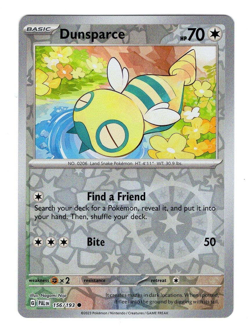Pokemon TCG Dunsparce S&V Paldea Evolved 156/193 Reverse Holo Common ...
