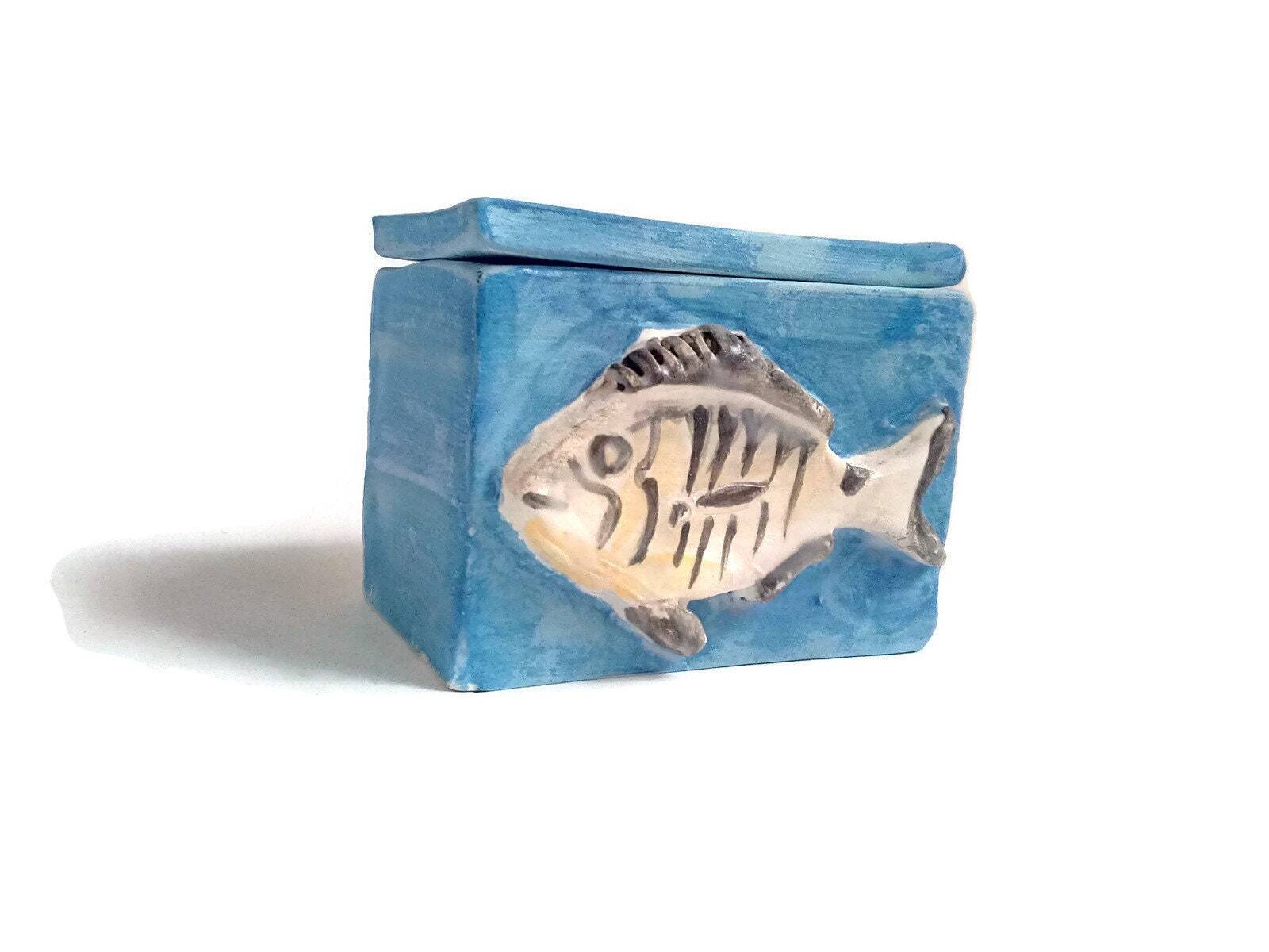 Fish Trinket Box With Lid Small Artisan Ceramic Jewelry Box Handmade ...