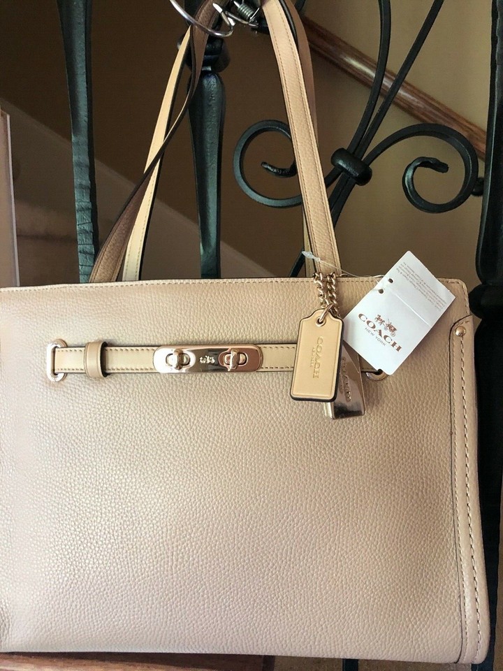 COACH SMALL SWAGGER PEBBLE LEATHER TURNLOCK TOTE SATCHEL, NwT | eBay