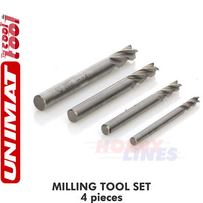 UNIMAT parts & accessories - 162190 4pc HSS MILLING TOOLS - 3, 4, 5 ...