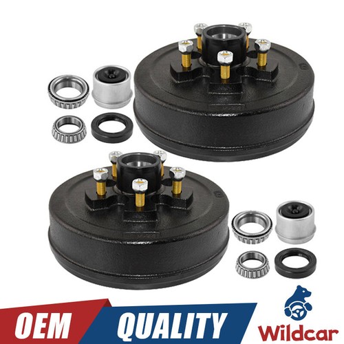Pk 2 10" x 2-1/4" Trailer Brake Hub Drum Kit 5 on 5" for 3500 lbs Axle 5 Lug | eBay
