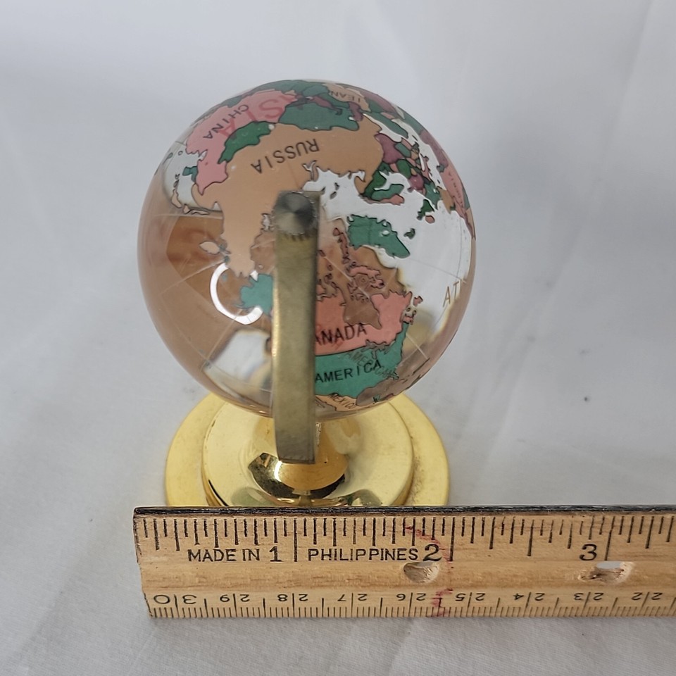 Small Glass World Globe With Colored Map Paperweight Desk Decor | eBay