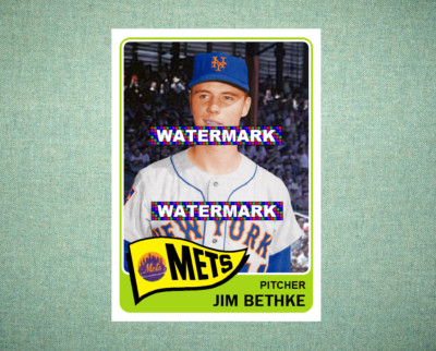 Jim Bethke New York Mets 1965 Style Custom Baseball Art Card | eBay