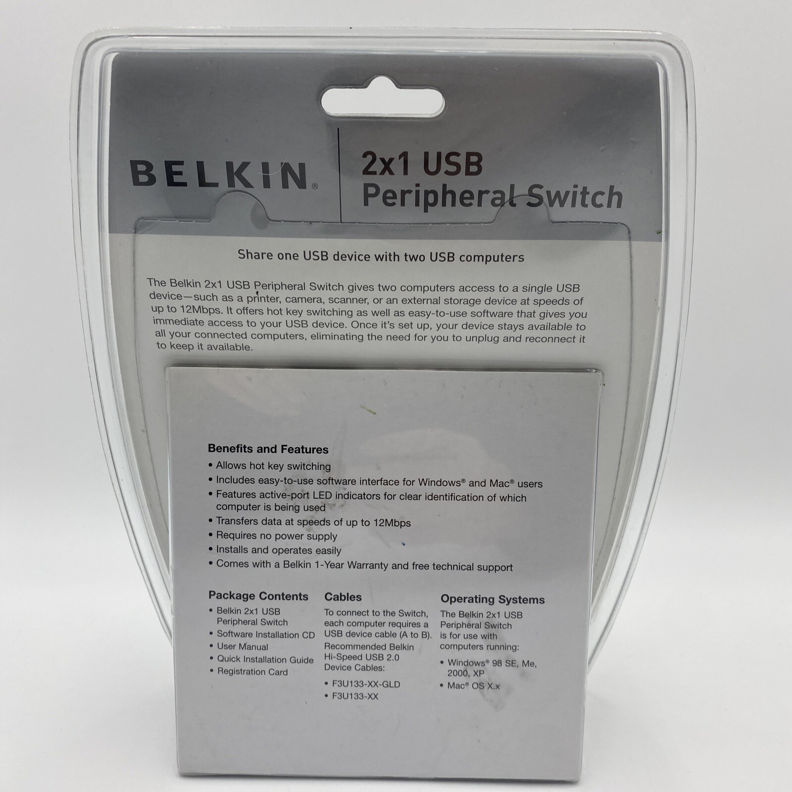 Belkin 2x1 USB Peripheral Switch, F1U201V. D3 722868553473| eBay