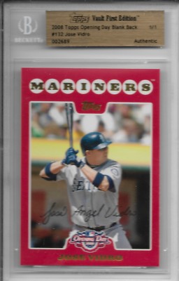 2008 topps opening day 1/1 baseball card jose vidro seattle mariners ...
