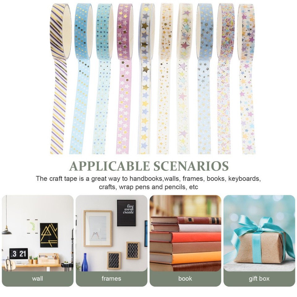 10 Rolls Scrapbook Supplies Self Adhesive Tape Pattern Washi Tapes ...