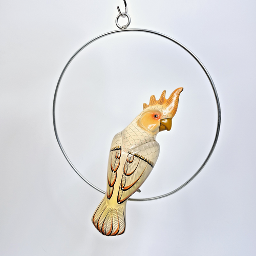 Mexican Parrot Cockatoo Hanging Bird Ring Perch Ceramic Talavera Style ...