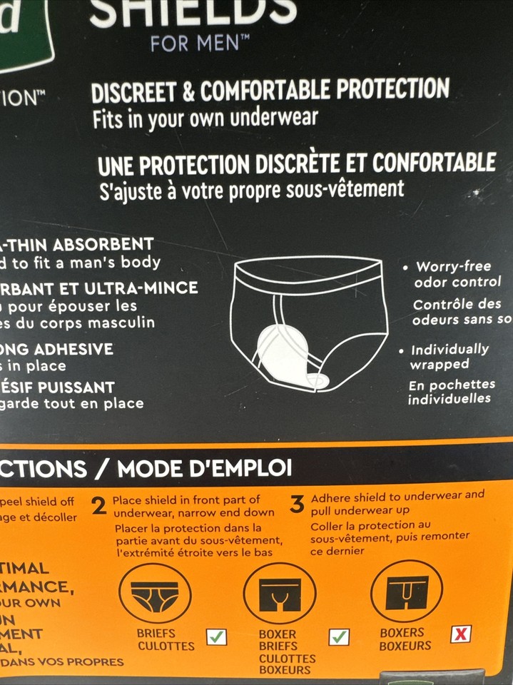 NEW SEALED 2X Depend Incontinence Shields for Men Light Absorbency 58 ...