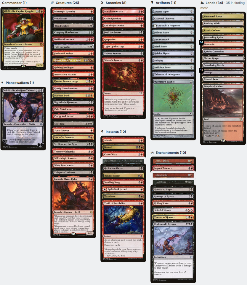 Ob Nixilis, Captive Kingpin DEATH BY 1,000 PINGS Magic Custom Commander ...