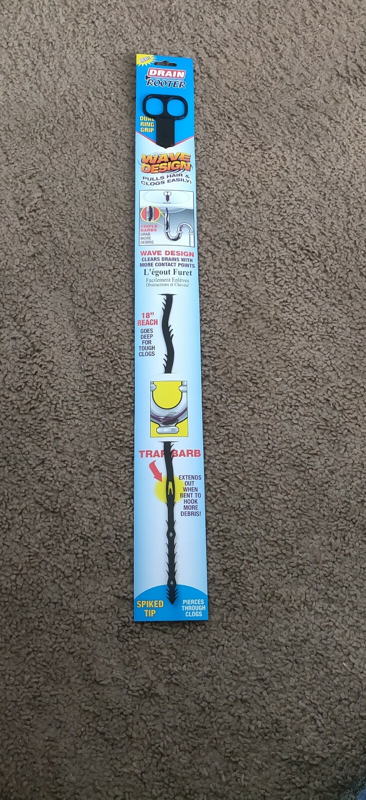 Drain Rooter 18" Removes Hair - Clears Clogged Drains Plumbers Handyman ...