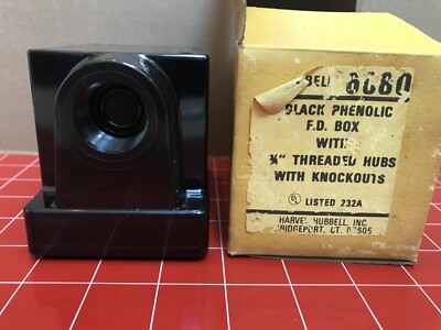 Hubbell 6080 Black Phenolic F.D. Box 3/4" Threaded Hubs Receptacle | eBay