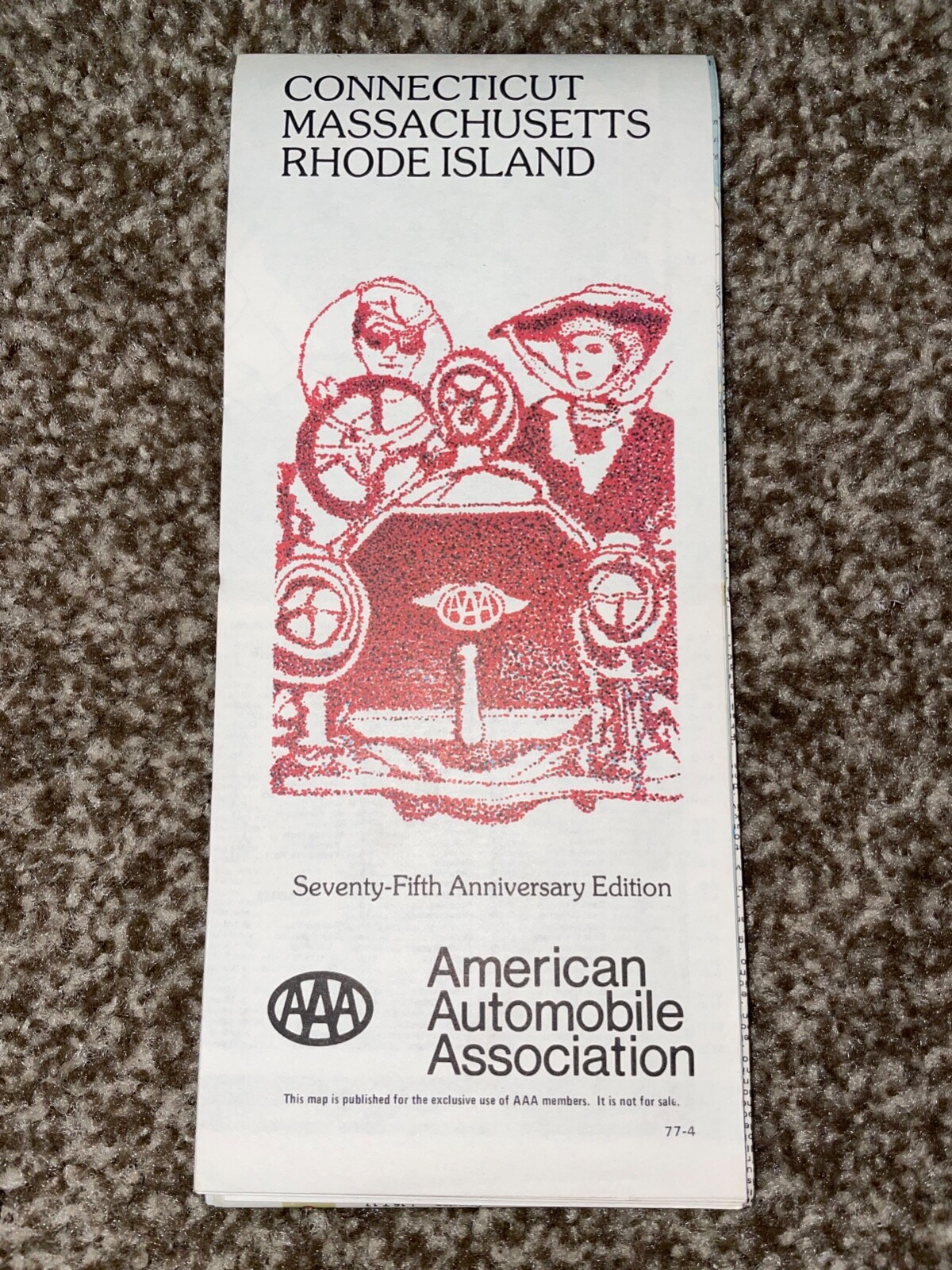 1977 AAA Connecticut Massachusetts Rhode Island State Series Road Map ...