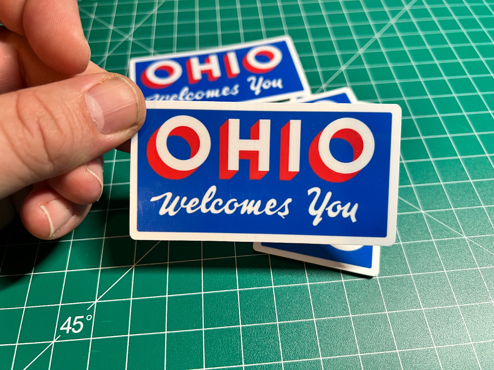 Ohio Welcome Sign - Laminated Vinyl Sticker - 2"x3.5" - Ohio Welcomes ...