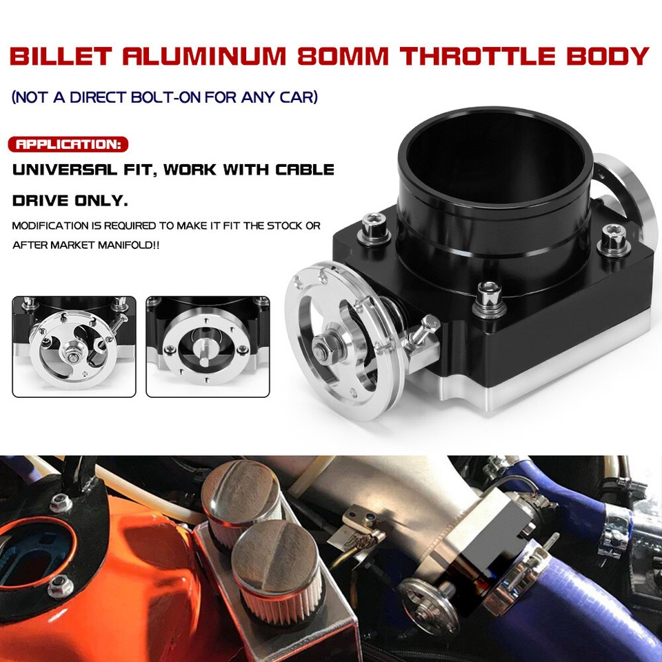 80mm High Flow Alloy Aluminum Universal CNC Billet Intake Throttle Body ...