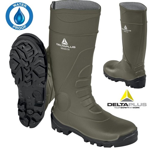 `MENS DELTA PLUS SAFETY WELLIES WELLINGTONS WATERPROOF BOOTS STEEL TOE ...