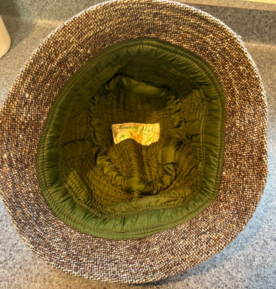 Vintage Brown Irish Tweed Bucket Walking Hat Fedora Wool Made In ...