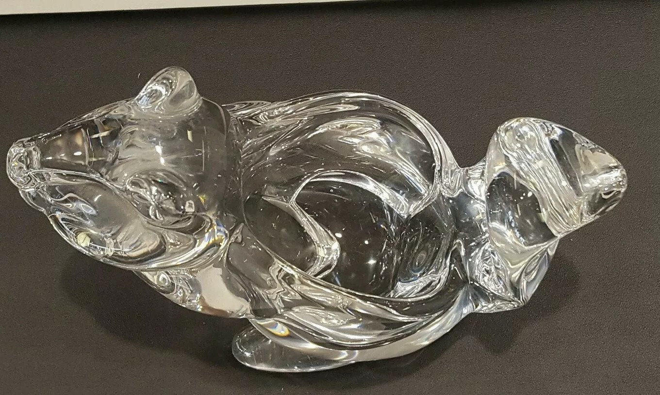 Vintage Large Carole Stupell Clear Art Glass Crystal Squirrel Figurine ...