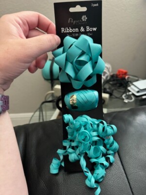 Paper Craft 3ct. Light Blue Ribbon & Bow Set Party Supply Gift ...