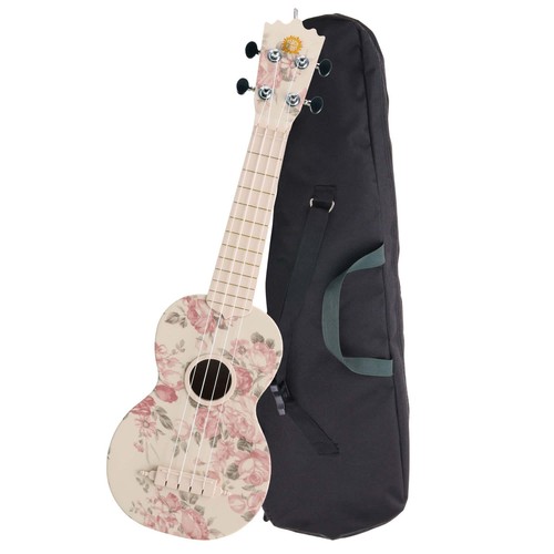 Ukulele Soprano Uke Guitar Kit 21'' 4 Cordes Housse Fleur de Rose pour ...