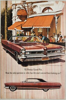 1964 Print Ad The 1965 Pontiac Grand Prix Wide-Track 2-Door Black Vinyl ...