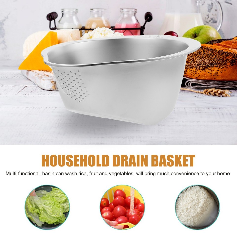 Rice Strainer Bowl Kitchen Vegetable Drain Basket Fruit and Drainage ...
