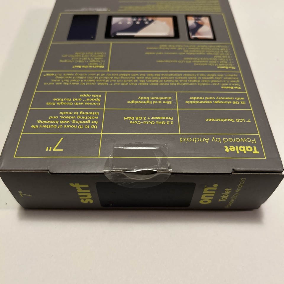 New: Onn Surf Tablet 7" Android 14 Go Edition Bluetooth 32GB Storage ...