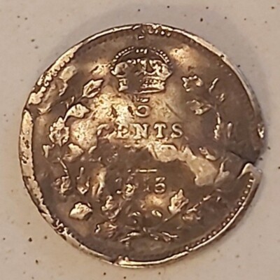 VERY RARE CANADIAN "1915 5 CENTS - SILVER(,925) COIN" VERY POOR - A ...