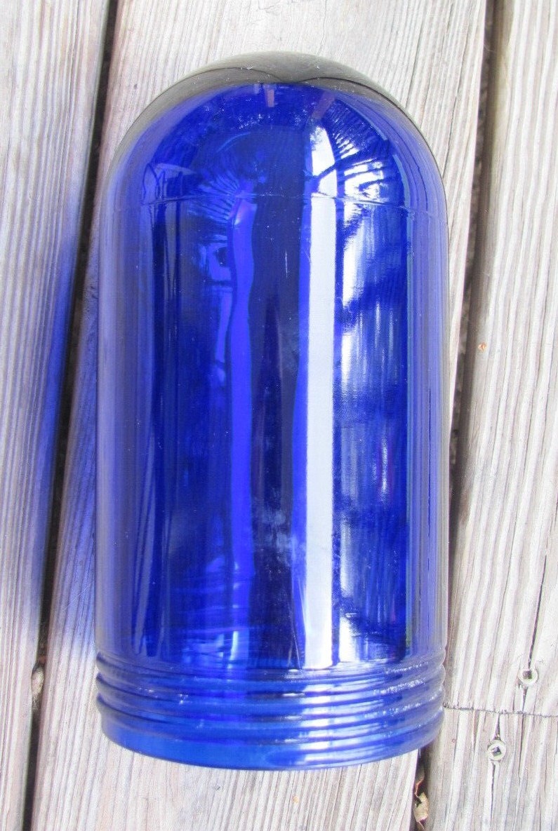 1 Cobalt Blue Glass Crouse Hinds Traffic Signal Preemption Light Globe ...