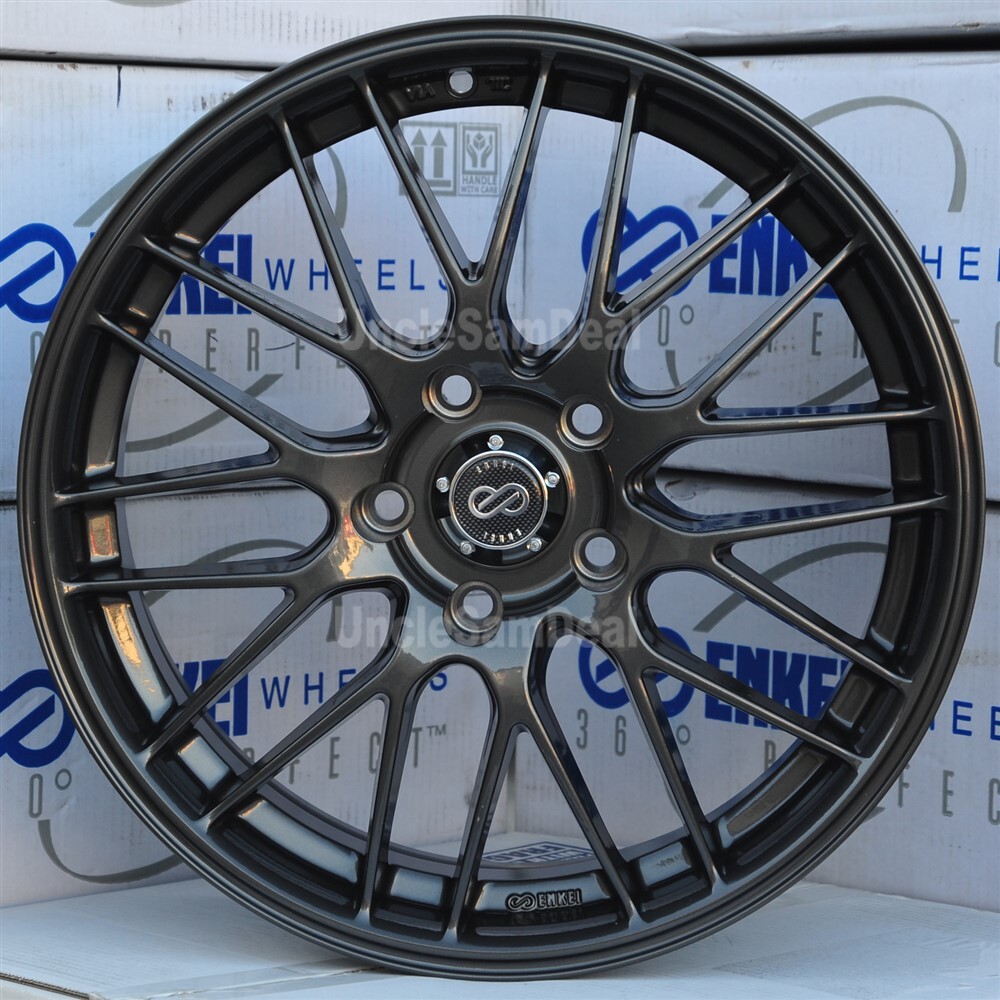 18x7.5 5x114.3 45 OFFSET ENKEI EKM3 GUNMETAL MESH SPOKES SPORT WHEELS ...
