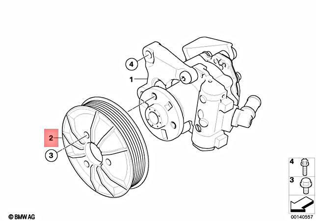 Genuine BMW E60 E60N E61 E61N E63 E63N Steering Pump Pulley OEM ...