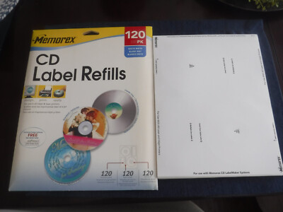 Memorex CD Label Refills, White Matte, 108 Labels (2/pg) No Software ...