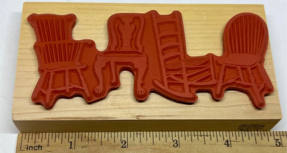 Four ANTIQUE Chairs Rubber Stamp by PSX K-1549 BORDER | eBay