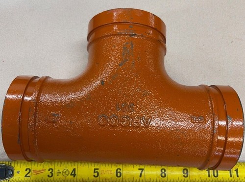 3" Argco 301 Grooved Standard Radius Tee Ductile Iron Non-Lead Orange ...