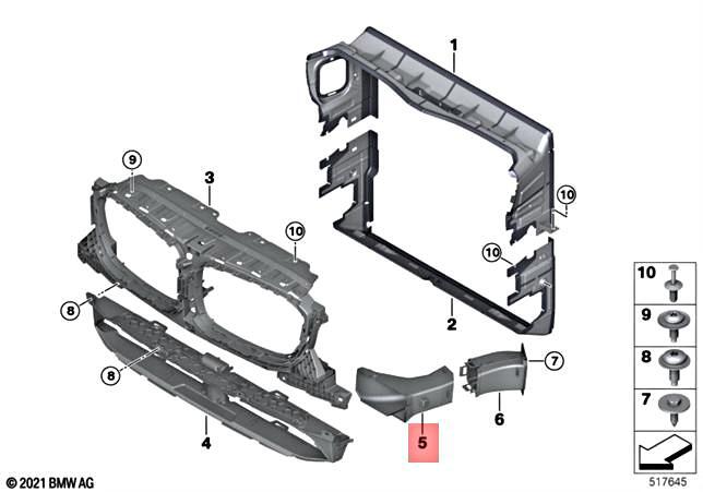Genuine BMW X3 M X4 G01 G02 G08 Front Left Brake Air Duct 51747400003 ...