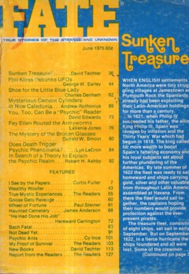 1975 Fate June - Sunken Treasure; UFOs debunked; You can be Psychic ...