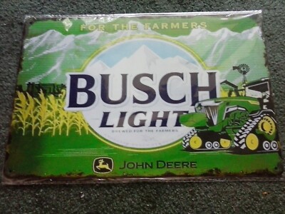 Anheuser Busch Light Beer John Deere Tractor Tin Metal "For The Farmers ...