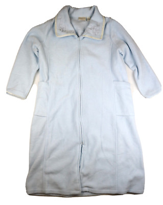 WOMEN'S BLUE FLEECE FULL ZIP NIGHTGOWN ROBE - INTIMATE ESSENTIALS ...