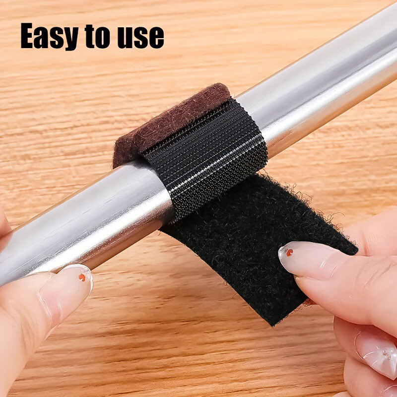 2Pcs Office Chair Leg Felt Pads Covers Non-Slip Hook Loop Fasteners For ...