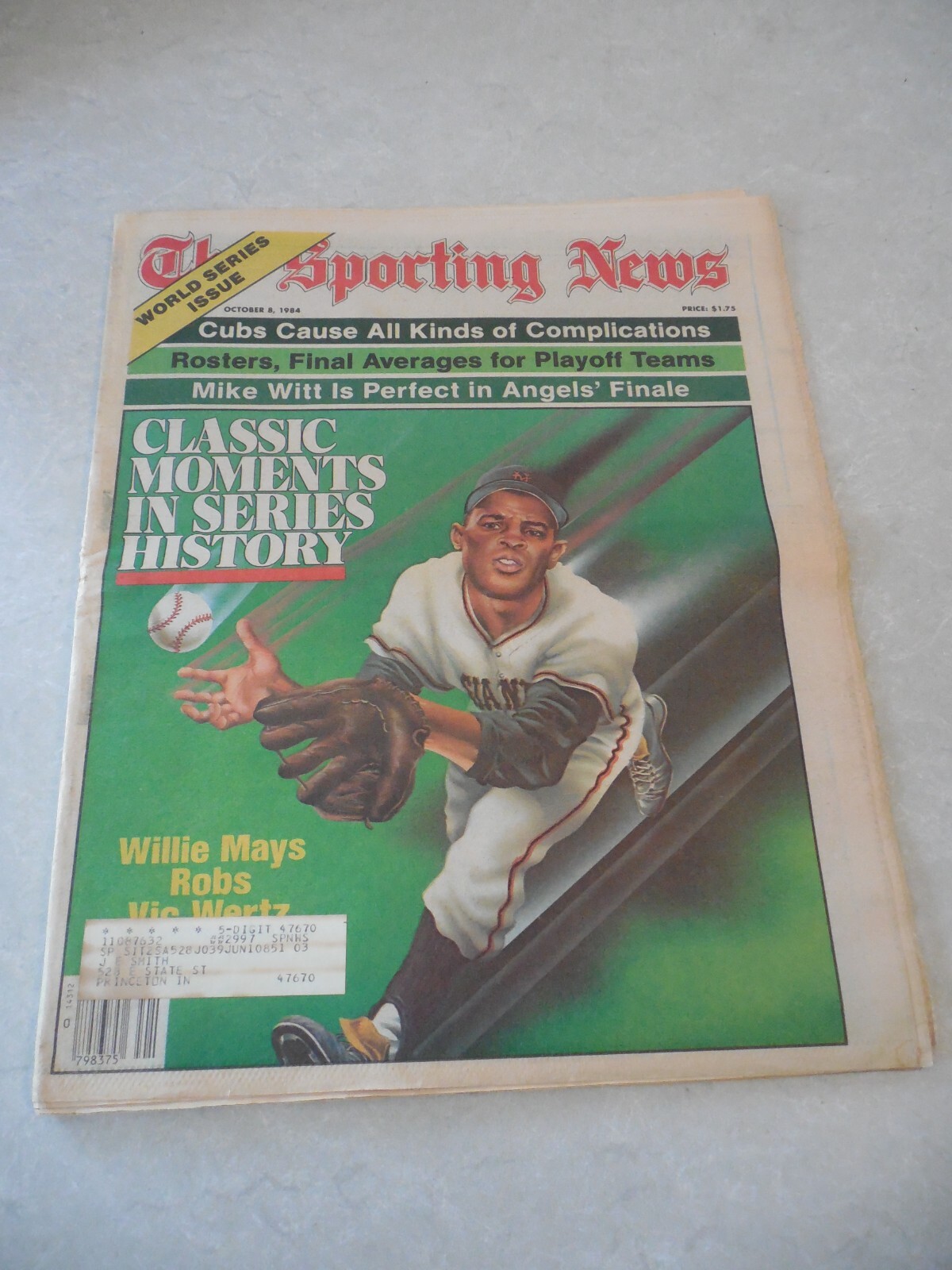 SPORTING NEWS Magazine, OCTOBER 8, 1984 WILLIE MAYS ROBS VIC WERTZ ...